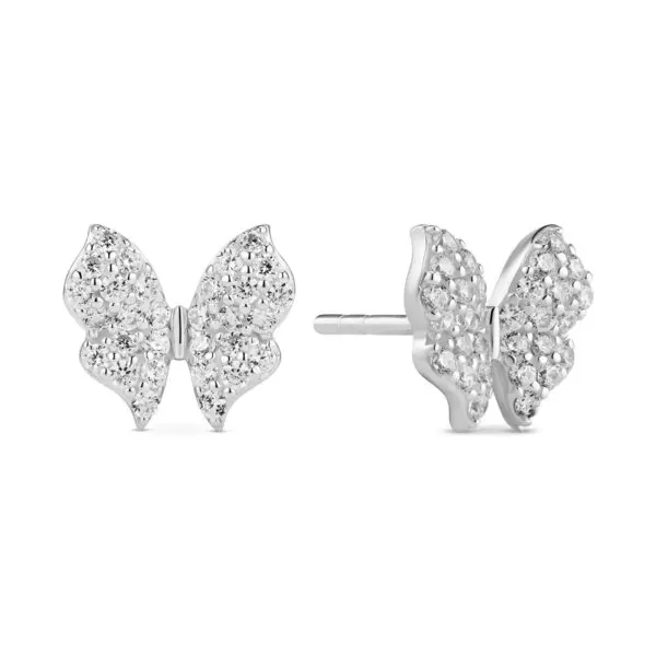SIF JAKOBS JEWELLERY Farfalla Stud Earrings - Silver/white