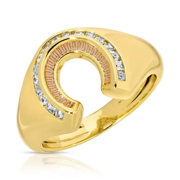 GLAMROCKS JEWELRY Good Fortune Horseshoe Signet Ring - Gold