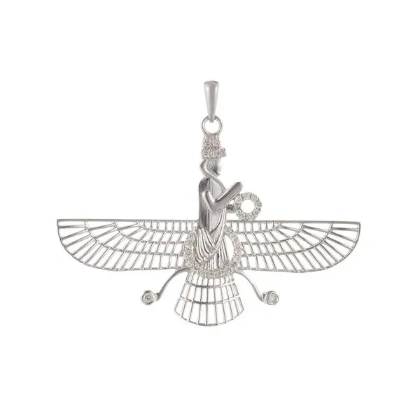 KAIZARIN Wings Of An Angel & Diamonds Pendant Necklace - Silver