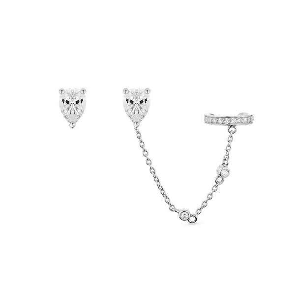 SALLY SKOUFIS Ear Stud And Cuff Set - White/silver