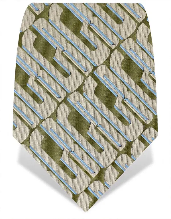 GRESHAM BLAKE Monogrammed Neck Tie - Green