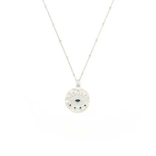 SEVEN SAINTS Evil Eye Protection Necklace - Silver