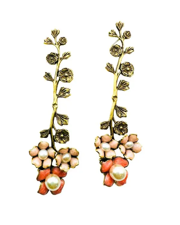 THE PINK REEF Trellis Dangle Earrings - Pink