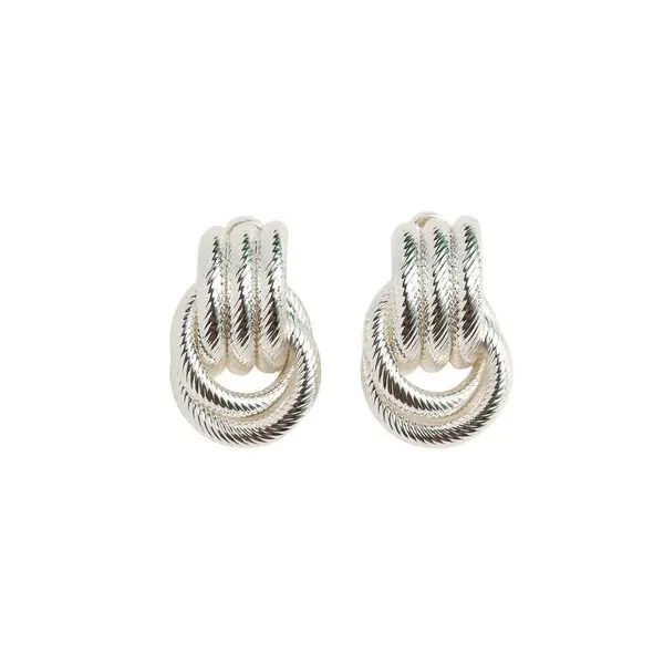 MISS CECILIA Rope Knot Stud Earrings - Silver