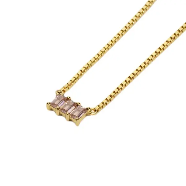 NASI SILVER Kadima Baguette Necklace With Spinel In Gold Vermeil - Pink