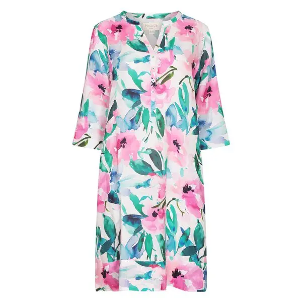 NOLOGO-CHIC Floral Linen Tunic Dress - Green