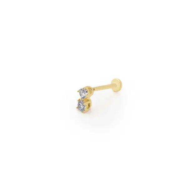 LINYA JEWELLERY 14k Tragus Double Stone Stud Earring - Gold