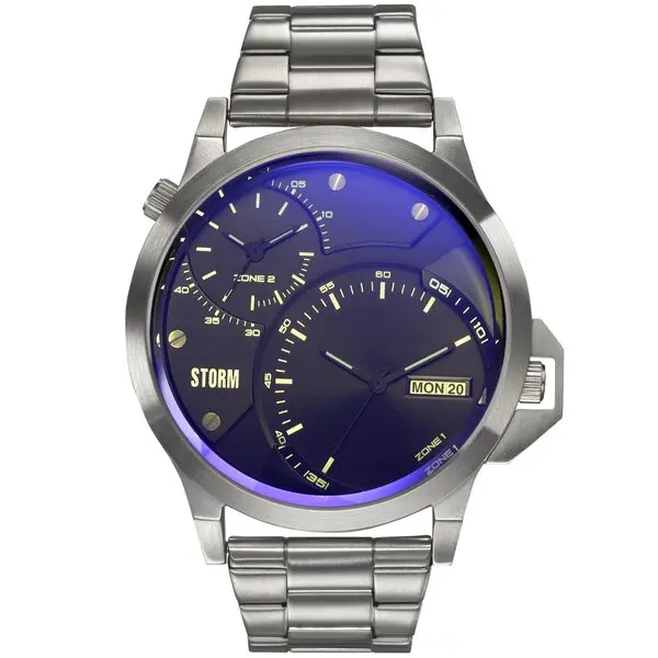 STORM Avalonic Lazer Blue Dual Time Watch - Silver/blue
