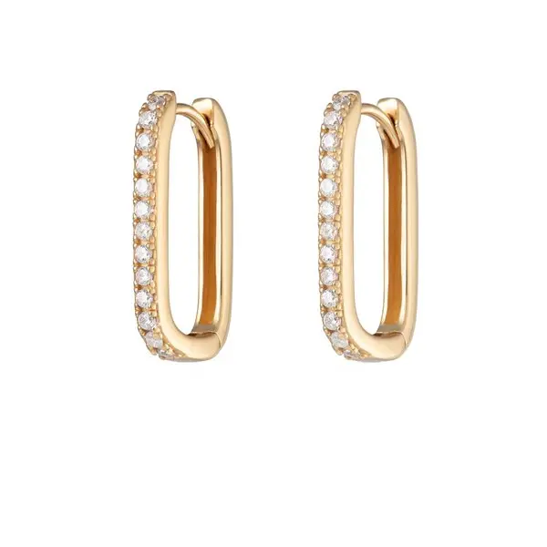 SCREAM PRETTY Oval Huggie Hoop Earrings With Clear Stones - Gold