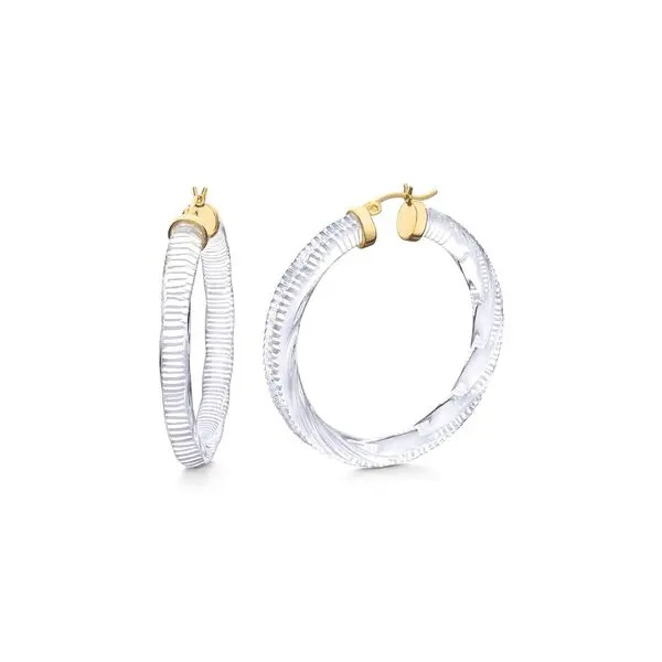 GOLD & HONEY Handcrafted Lucite Hoop Earrings - Gold/white