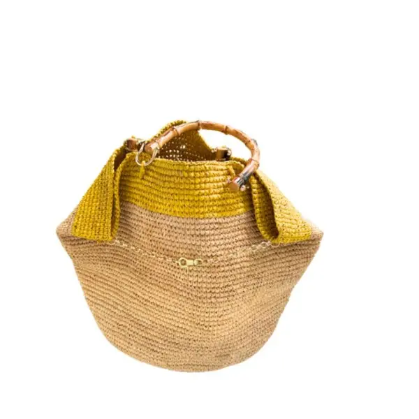 ZANATANY CONCEPTS Chainette Raffia Bamboo Handle Bag