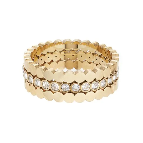 BALLINGER JEWELLERY Triple Stacking Scalloped Ring Set - Gold