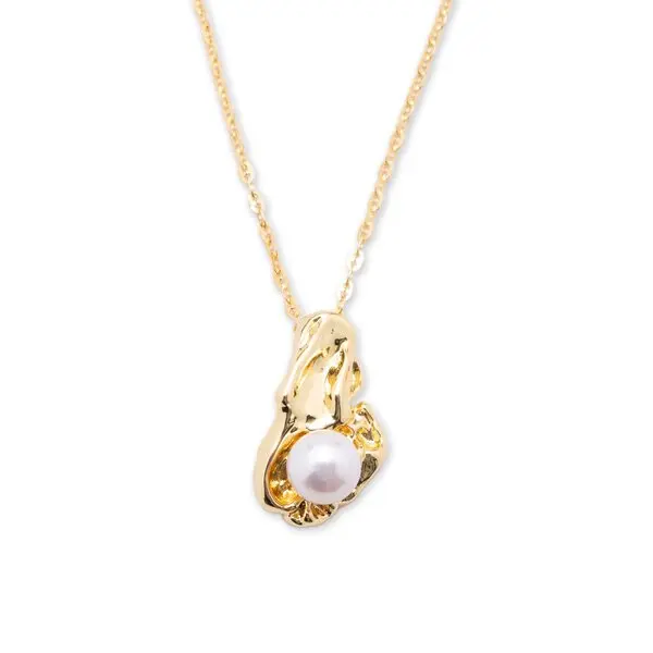 CLASSICHARMS Nyla Molten Freshwater Pearl Pendant Necklace - Gold