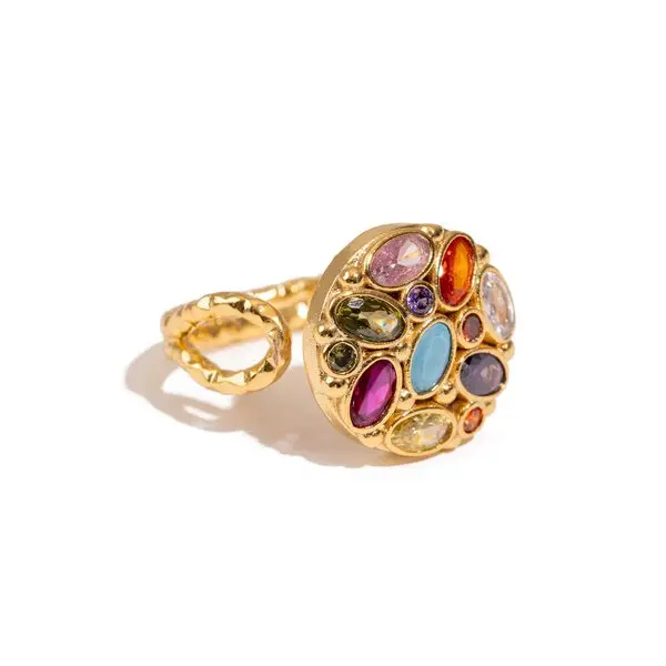 EBRU JEWELRY Multi Gemstone Statement Ring - Blue/gold