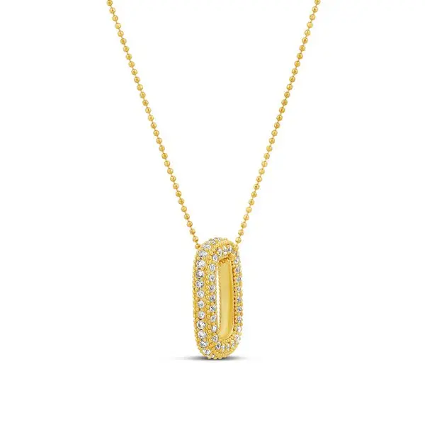 SHYMI Oval Pave Charm Pendant Necklace - Gold