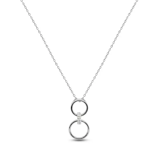 CLEMENCE WREN Circle Drop Pendant Necklace - Silver
