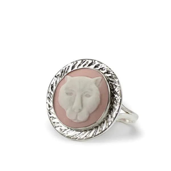 VINTOUCH ITALY Panther Cameo Ring - Pink