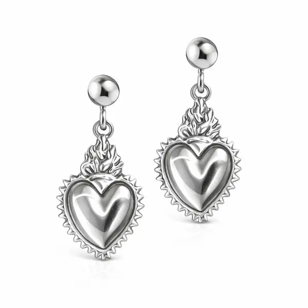 UNALOE Sterling Heart Drop Stud Earrings - Silver