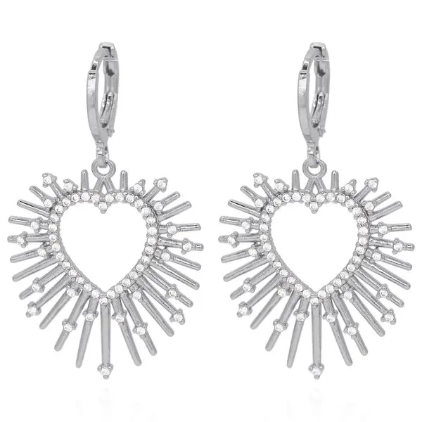 LUNA CHARLES Sadie Starburst Heart Huggie Earrings - Silver