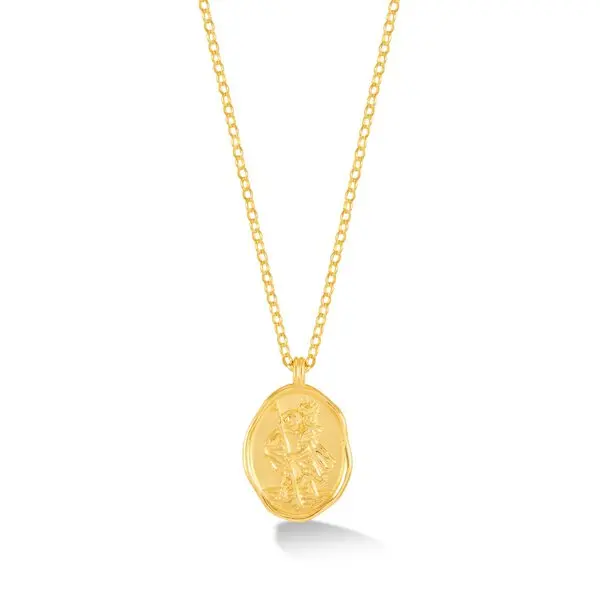 DOWER & HALL Solid St Christopher Talisman Necklace - Gold