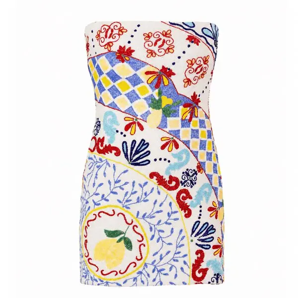 SELF-ADORE White / Blue Senorita Hand-beaded Embellished Mini Dress - White/blue