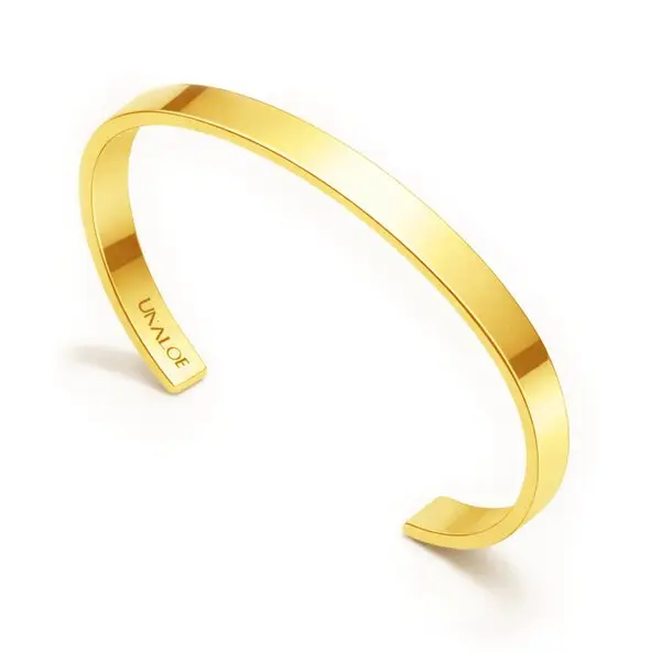 UNALOE Medium Band Open Cuff Bracelet Plated Sterling Silver - Gold