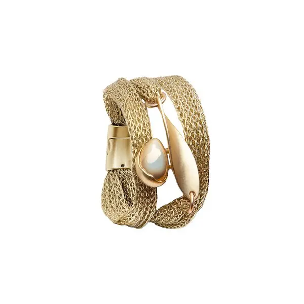 Saachi Mesh Twisted Orb Bracelet - Gold