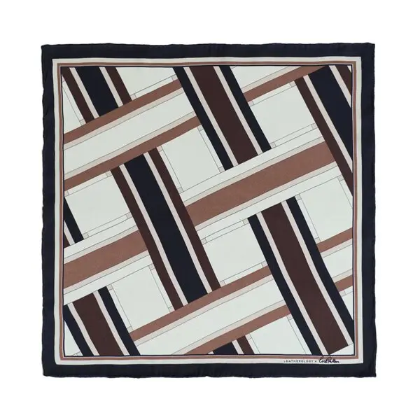 LOST PATTERN Black / Brown X Leatherology Silk Pocket Square - Black/brown