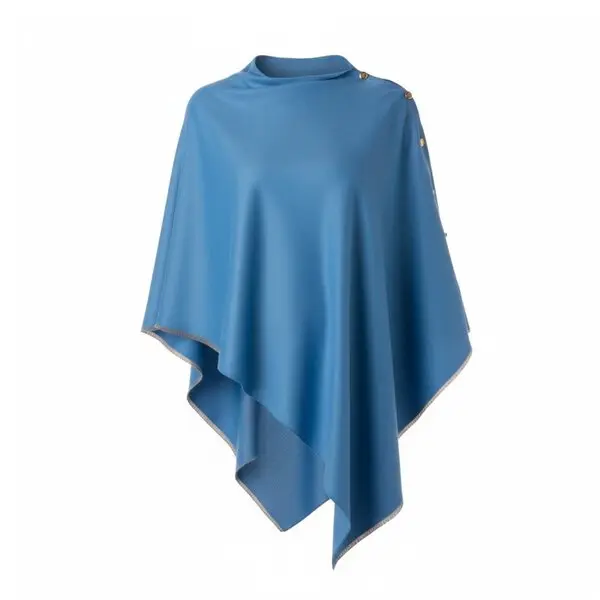 FRANCHETTI BOND Gisella Denim Button Poncho - Blue