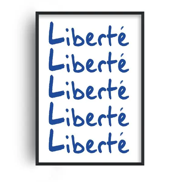 FANCLUB Liberté French Handwritten Art Print A2 - Blue