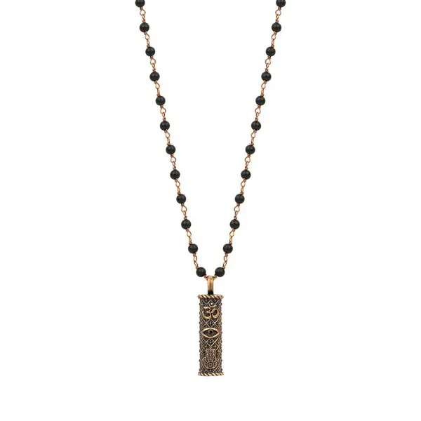 KARMA AND LUCK Black Matte Onyx Protection Necklace - Black/gold