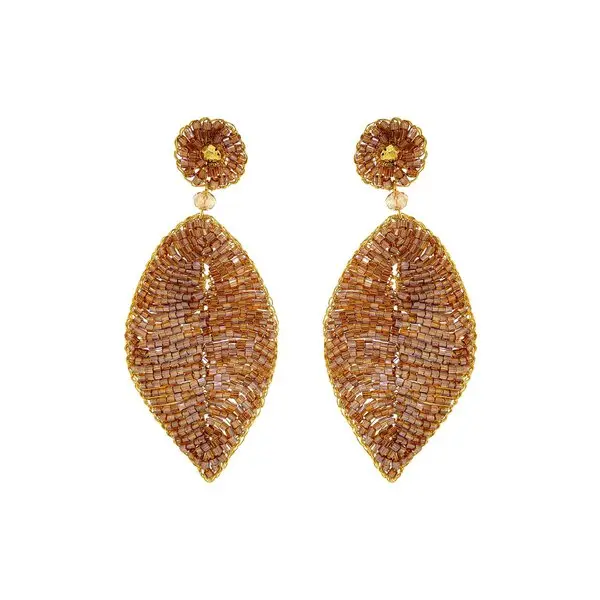 LAVISH BY TRICIA MILANEZE Crochet Leaf Earrings - Gold/brown