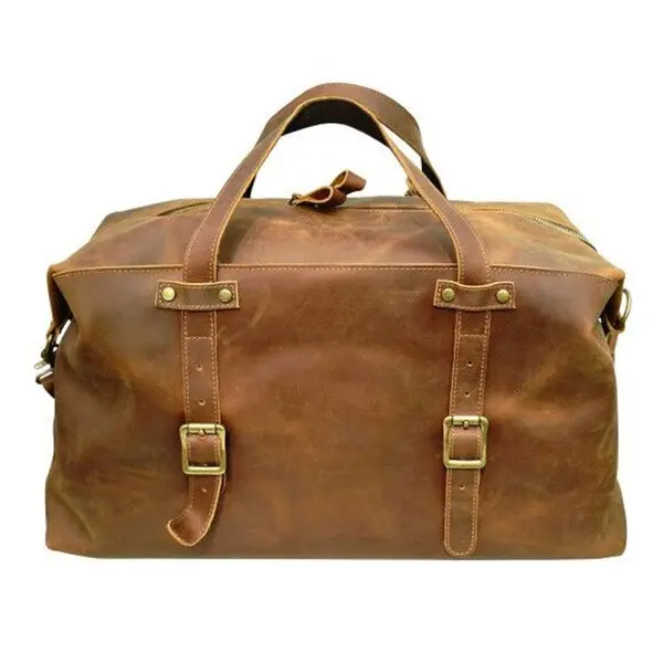 TOURI Large Leather Holdall - Brown