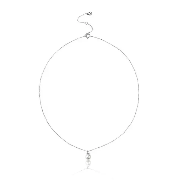 MISS CECILIA Pearl Chain Necklace - Silver