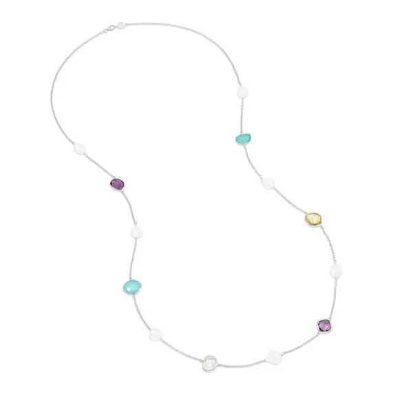 DOWER & HALL Long Gemstone And Pearl Necklace - Silver