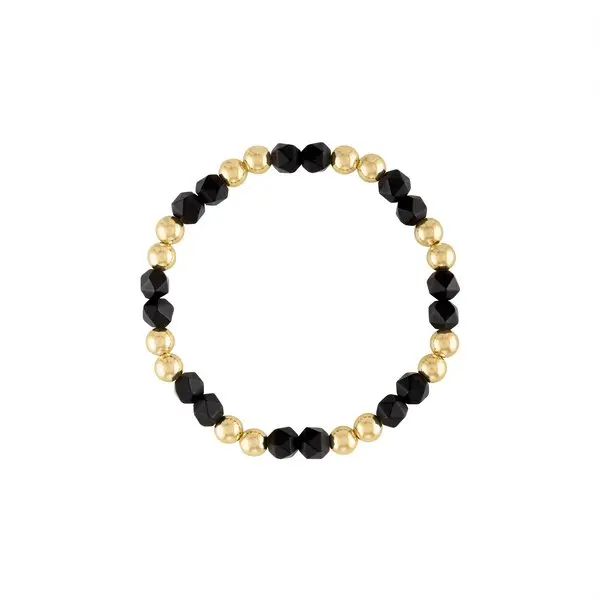 OLIVIA LE Onyx And Filled Beaded Bracelet - Gold
