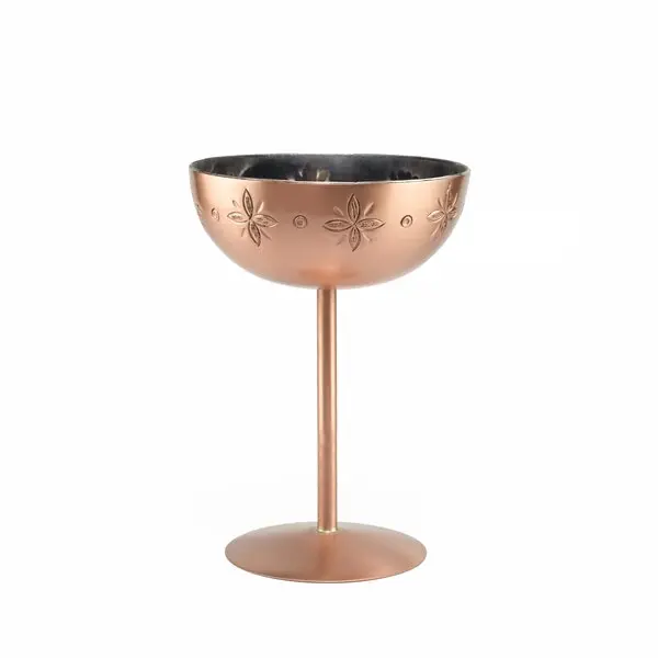 ANATOLIACRAFT Hand-engraved Solid Copper Cocktail Goblet - Brown