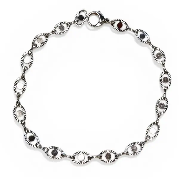 JAGGED HALO JEWELRY Festival Evil Eye Link Chain Anklet - Silver