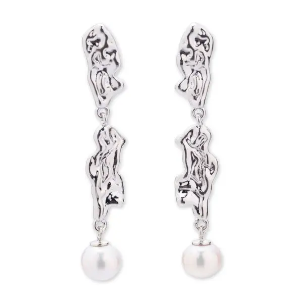 CLASSICHARMS Nyla Molten Pearl Drop Earrings - Silver
