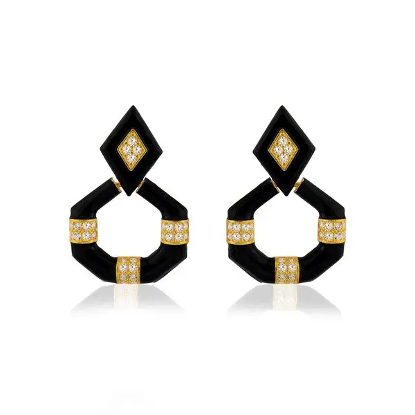 MILOU JEWELRY Geometric Drop Earrings - Black