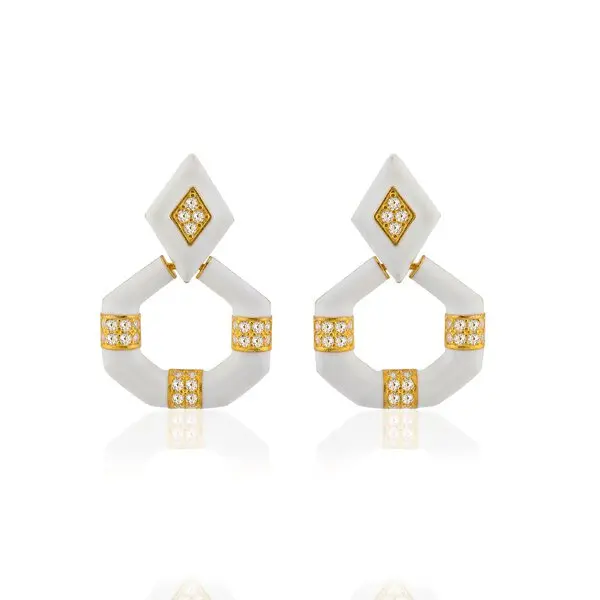 MILOU JEWELRY Geometric Drop Earrings - White