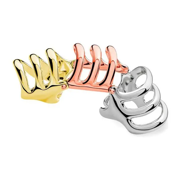 LUCY QUARTERMAINE Tri Tone Waterfall Armour Ring - Silver/rose Gold/gold