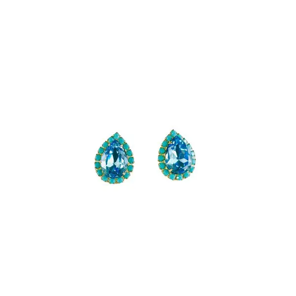 THE PINK REEF Crystal Pear Stud Earrings - Blue