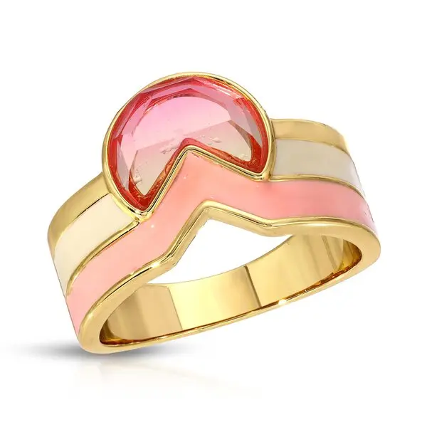 GLAMROCKS JEWELRY Tequila Sunrise Enamel Band Ring - Yellow
