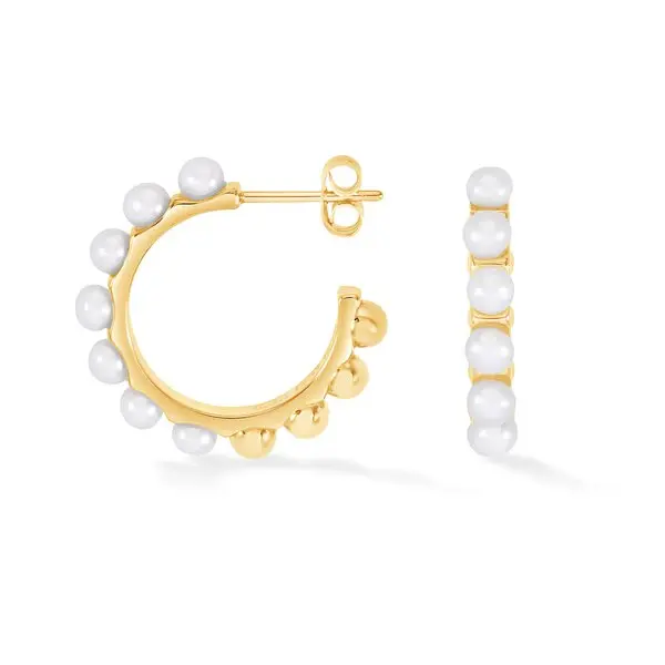 DOWER & HALL Timeless Pearl Hoop Earrings - Gold