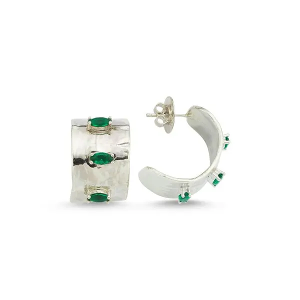 REIAN JEWELLERY Troya Green Marquise Earrings - Silver