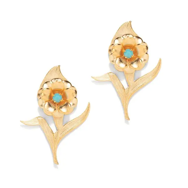 THE PINK REEF Floral Stud Earrings - Gold