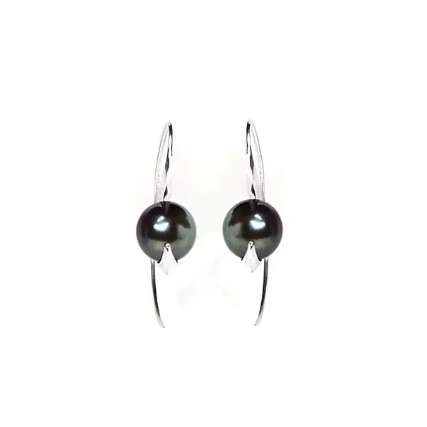 LEE RENEE Pearl Claw Earrings - Black/silver