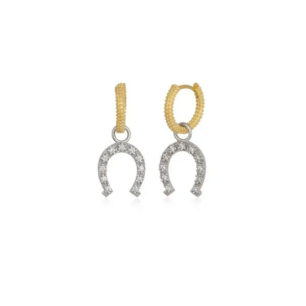 SPERO LONDON Horseshoe Equestrian Earrings - Silver/gold
