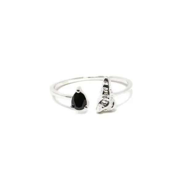 NASI SILVER Shell And Onyx Ring - Black